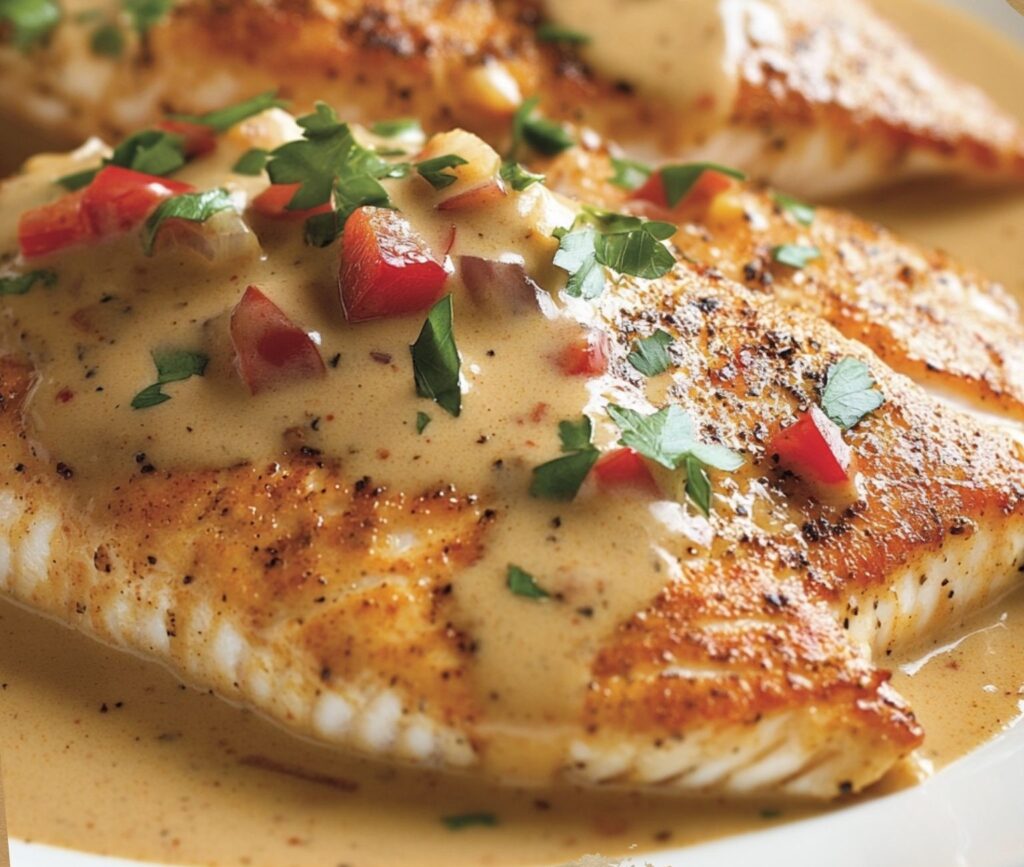 Red Snapper with Creamy Creole Sauce - Recipe Delice