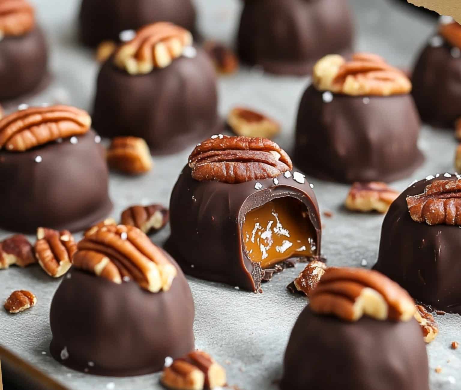 Turtle Candy with Pecans and Caramel - Recipe Delice